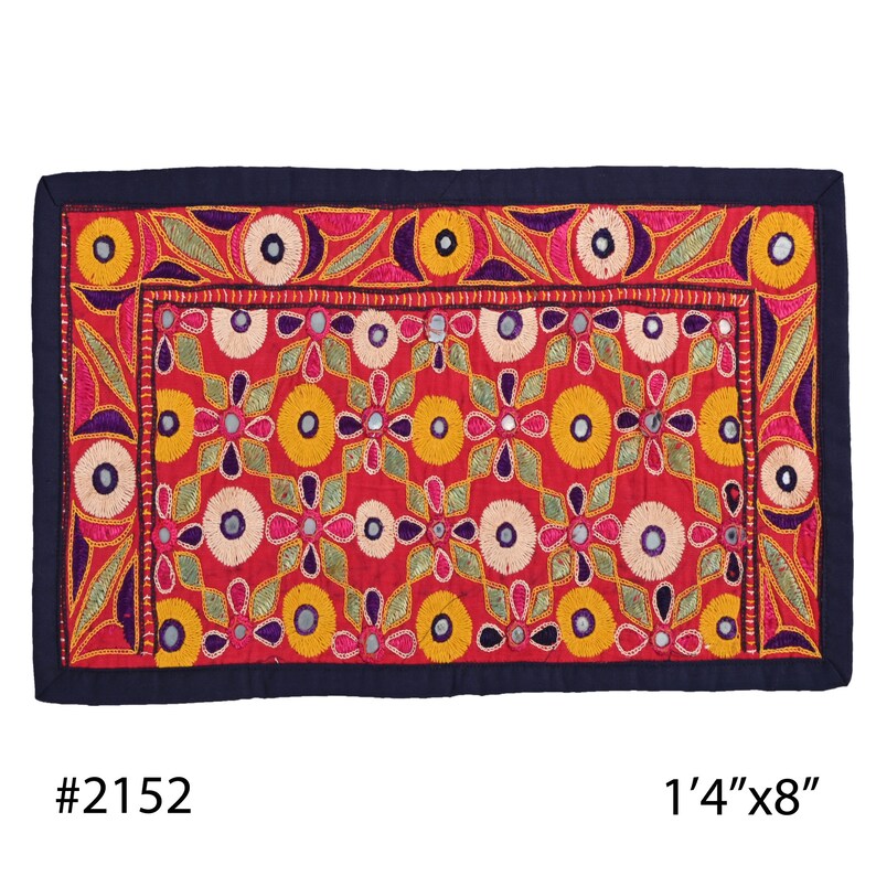 Vintage Gujarati Wall Decor Textiles Indian Cotton Hand Embroidered ...