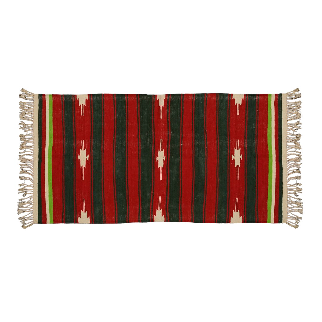 Vintage Handwoven Cotton Reversible Rugs Eco-friendly Punjabi Dhurrie ...