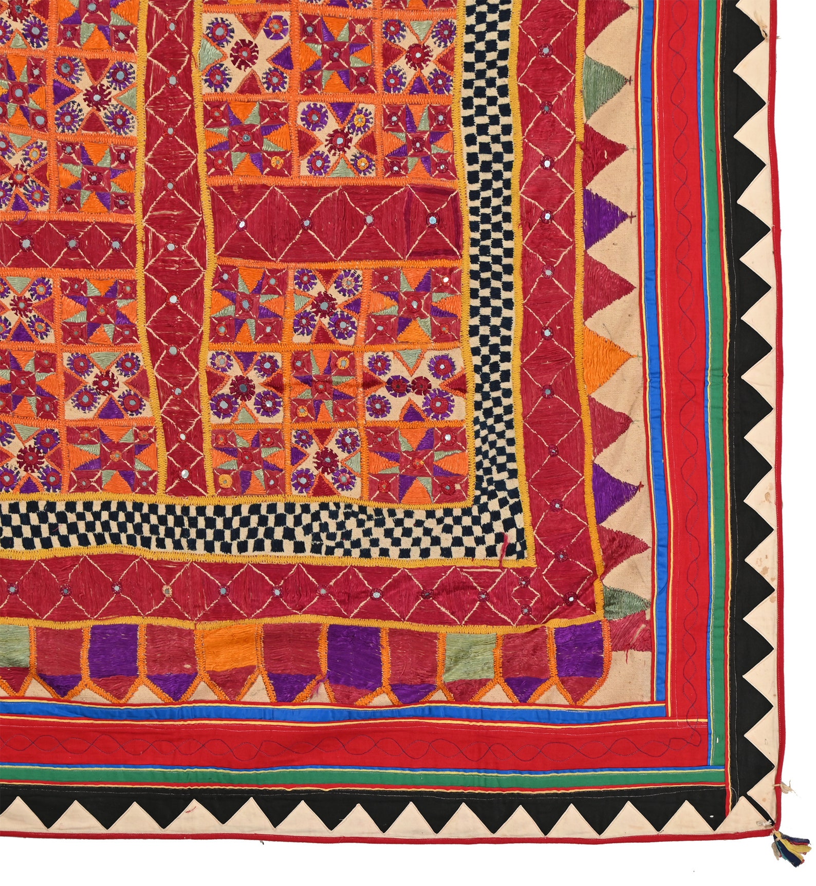 Gujarati Vintage Textile Kutch Embroidered Tapestry Wall Art Table ...
