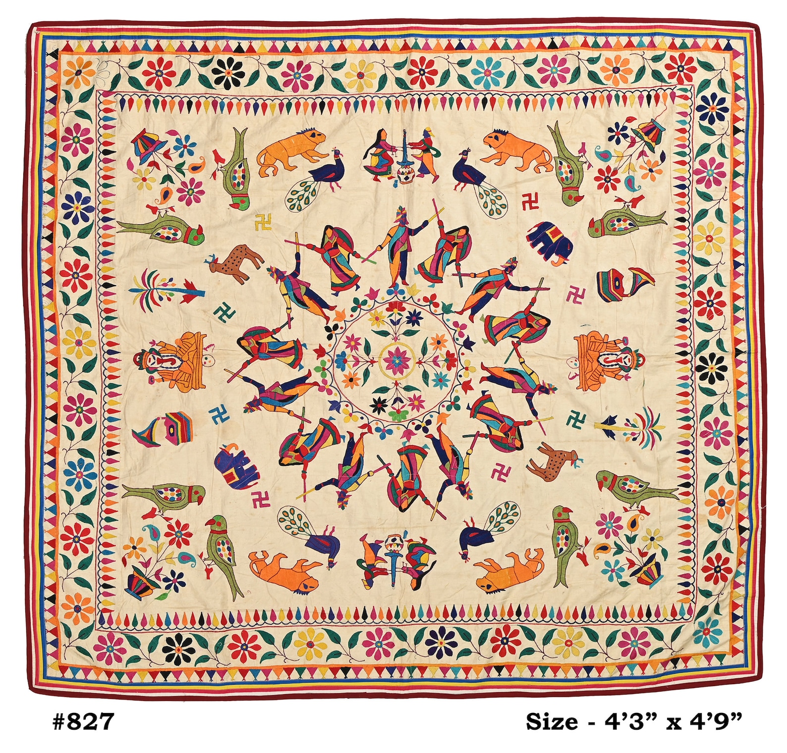Handmade Antique Indian Gujarati Textile, Wall Hanging Boho Banjara ...