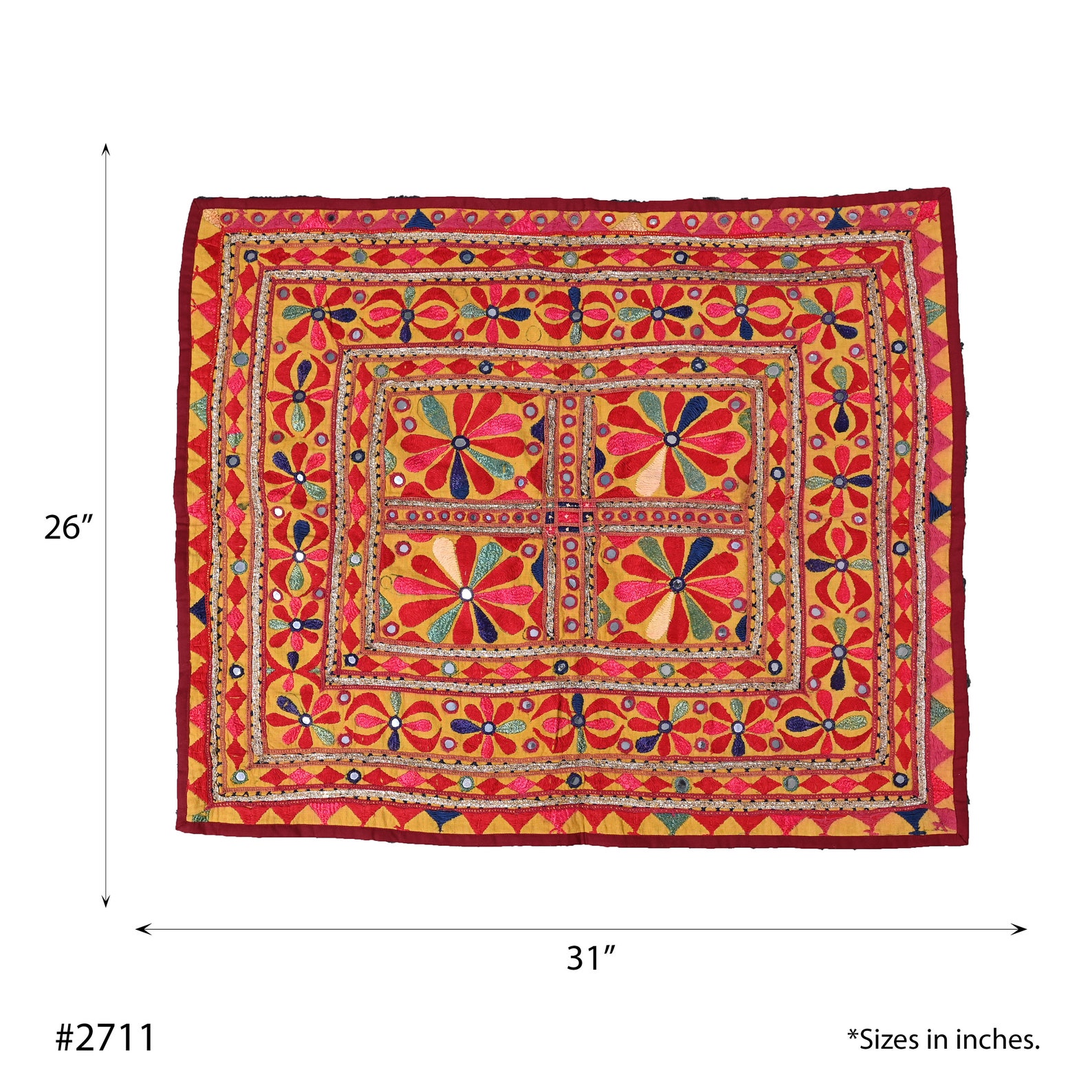 Embroidered Textile Indian Gujarati Handmade Tapestry Vintage Tribal ...