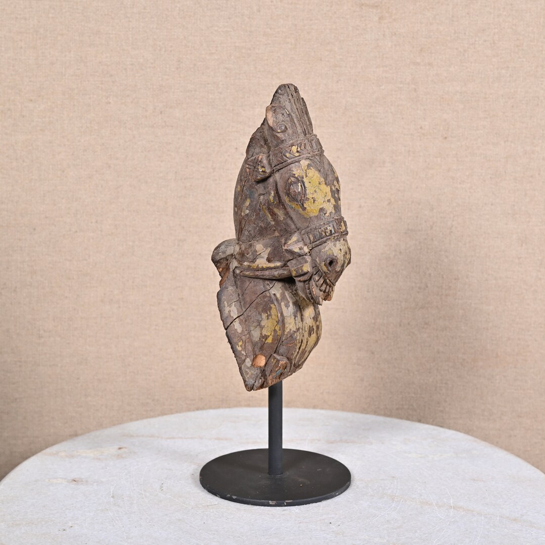 Vintage Destressed Painted Rustic Horse Statue Wooden Decorative Horse ...