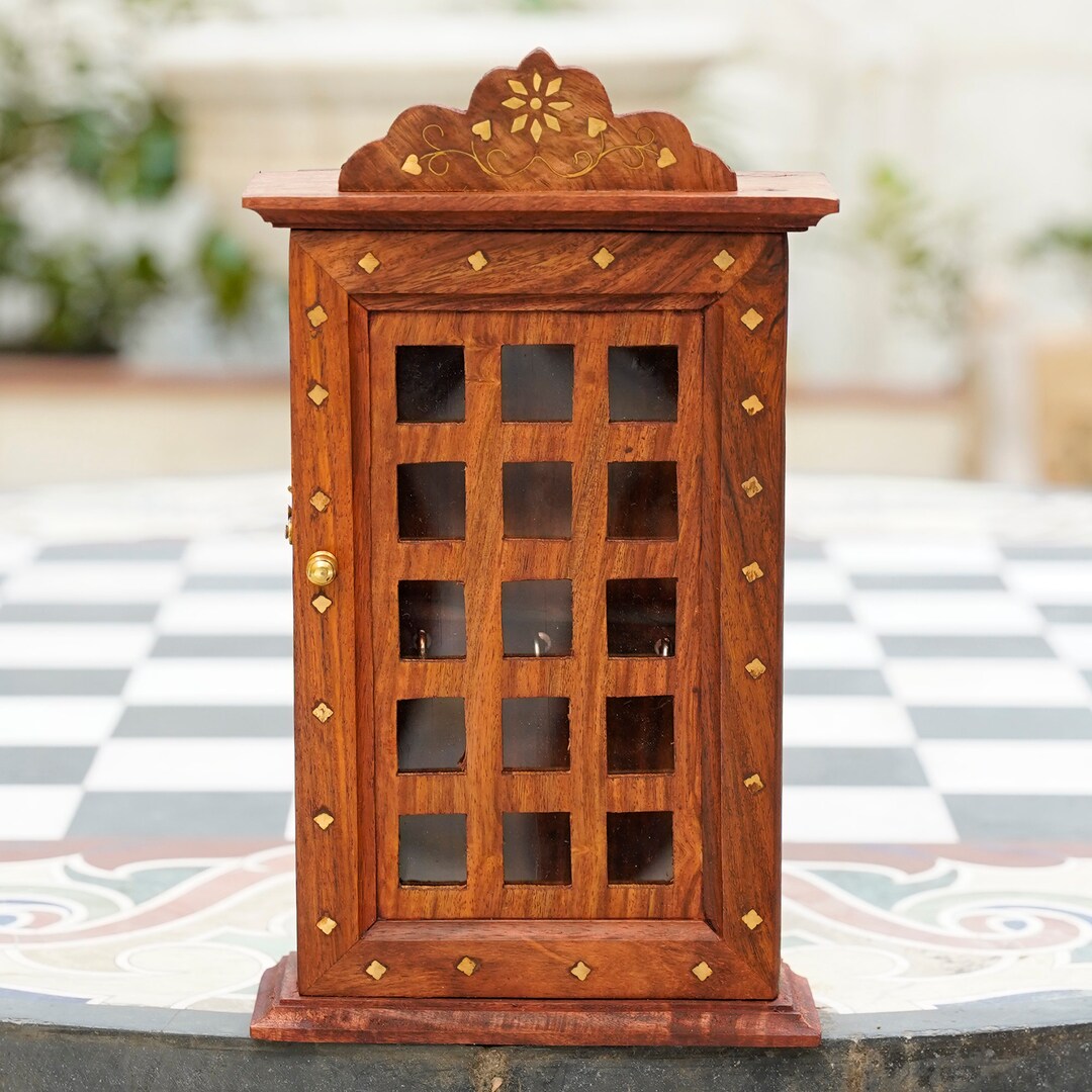 Hand Made Wooden Key Holder , Wall Mount Key Box, 11 X 6.6 X 2.3 Inchs ...