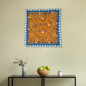 Indian Hand Embroidered Gujarati Tapestry Vintage Boho Banjara Wall ...