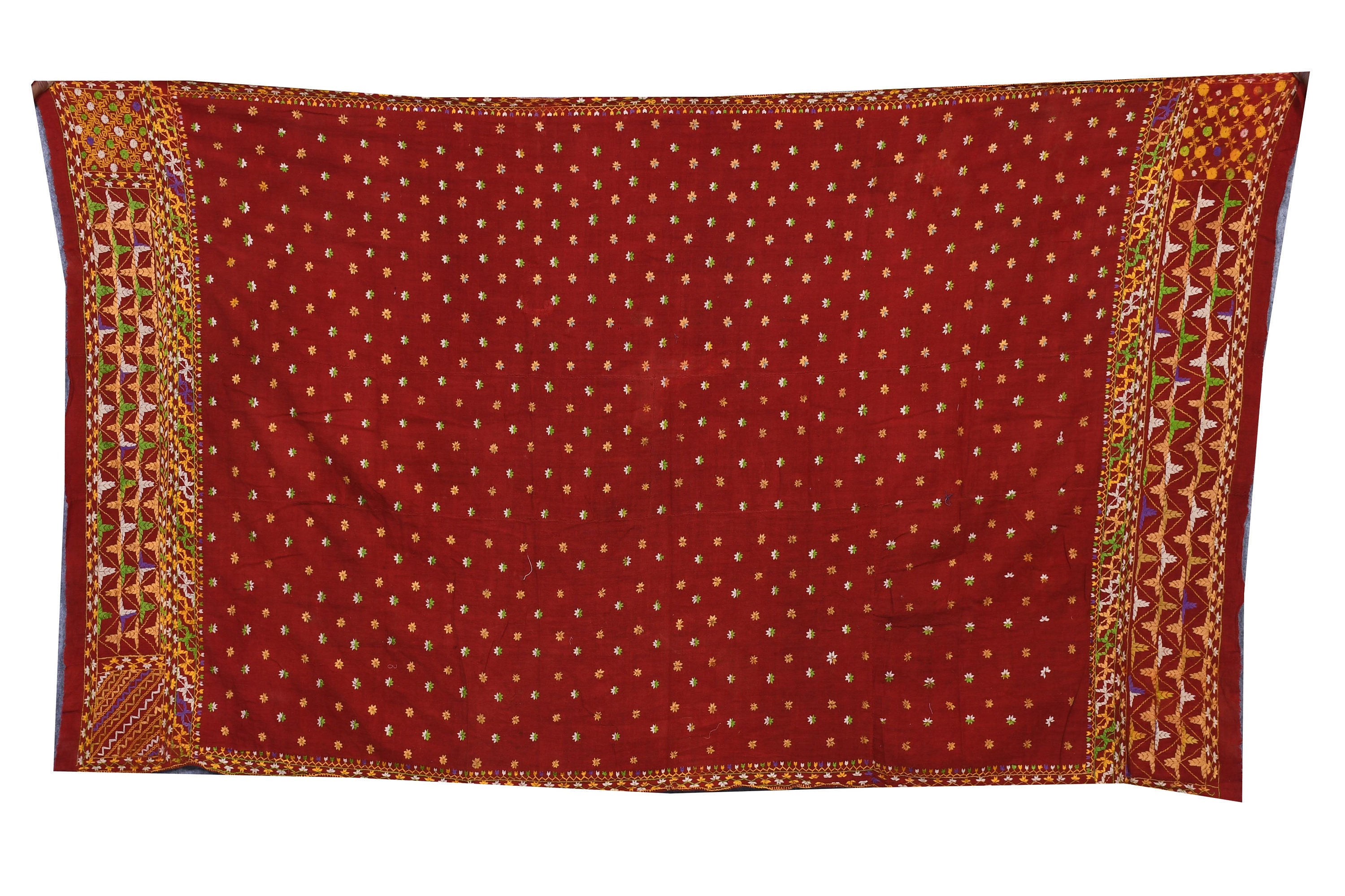 Punjabi Bagh Textile, 3.10 X 7.8 Ft Redish Brown Embroidered/vintage ...