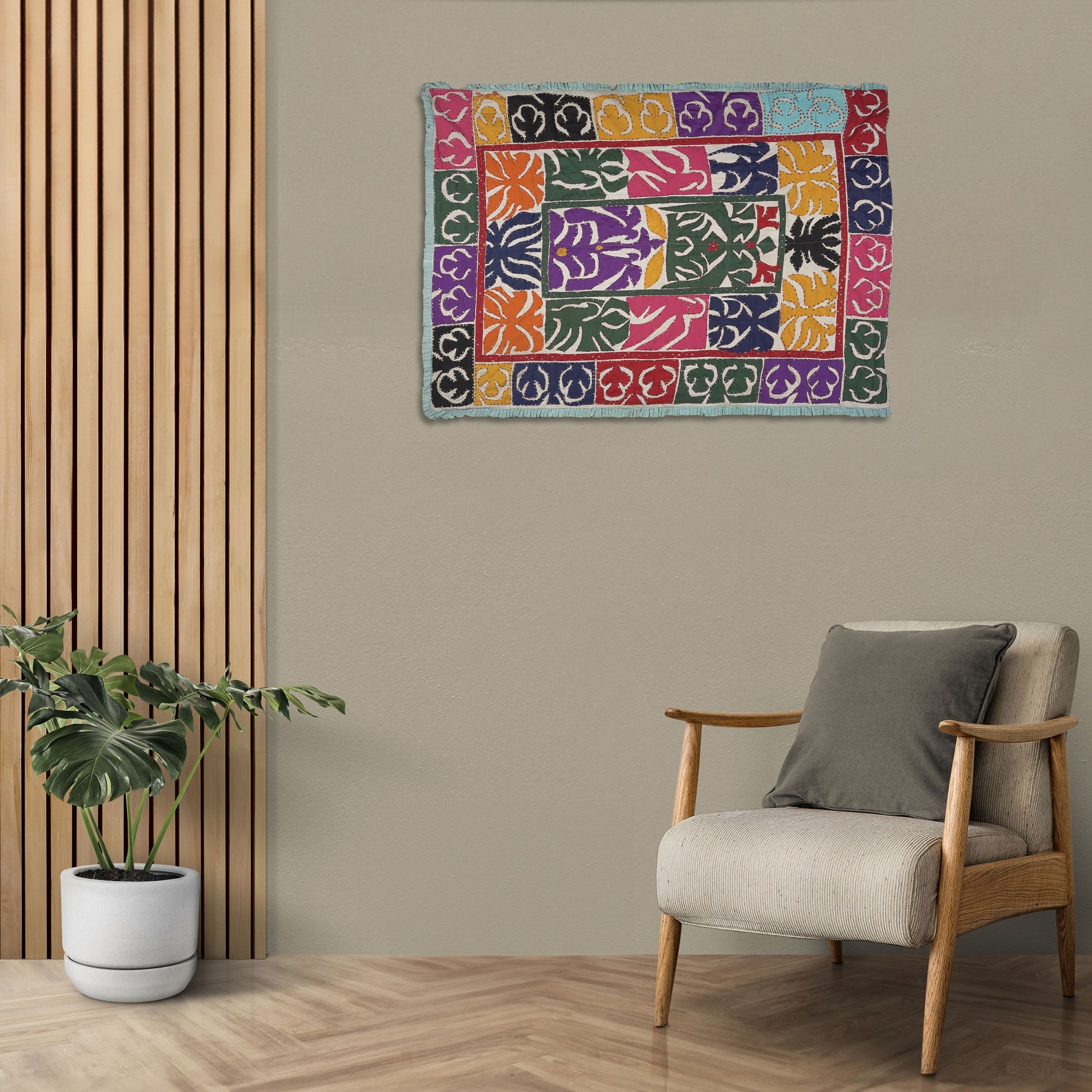 Indian Applique Hand Embroidered Wall Hanging Gujrati Textile, Home ...