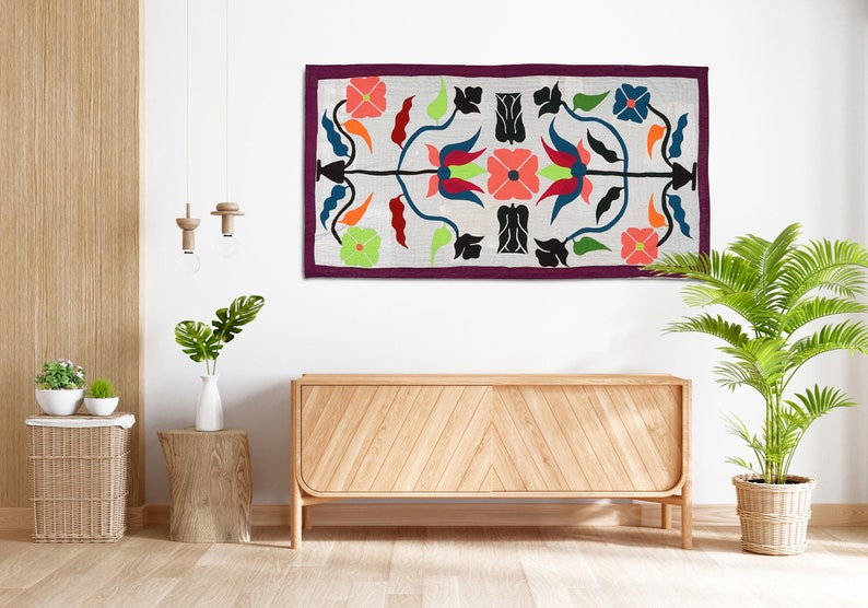 Wall Hanging Gujarati Vintage Textile Kutch Embroidery Indian Appliques ...