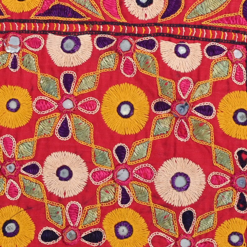 Vintage Gujarati Wall Decor Textiles Indian Cotton Hand Embroidered ...