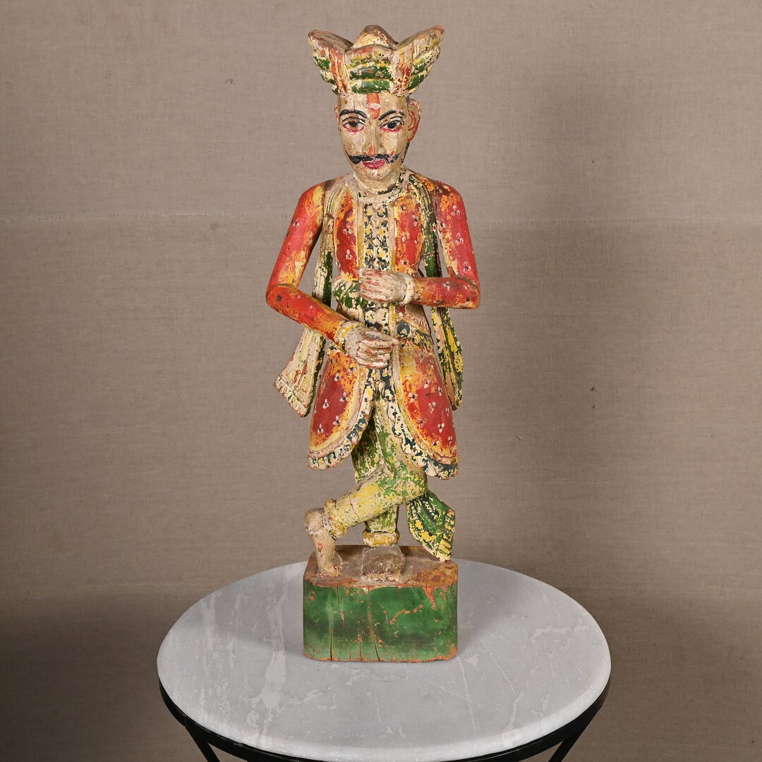 Dancing Traditional Rajasthani Man Sculpture Vintage Hand Carved ...