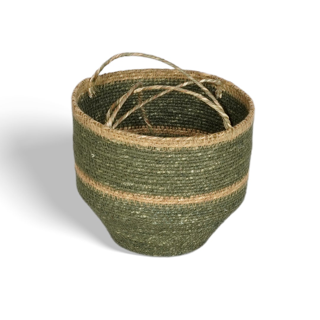 Handmade Sea Grass Wicker Hanging Basket Planter Bohemian Handwoven ...
