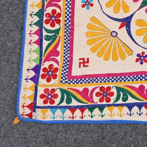 Flower Motifs Vintage Hand Embroidery Gujarati Textile Banjara Wall ...