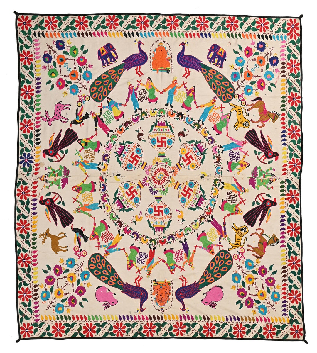 Wall Art Indian Gujarati Textile Wall Hanging Banjara Vintage Tribal ...