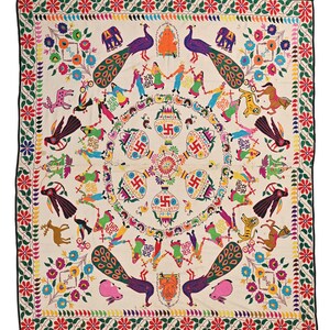 Wall Art Indian Gujarati Textile Wall Hanging Banjara Vintage Tribal ...