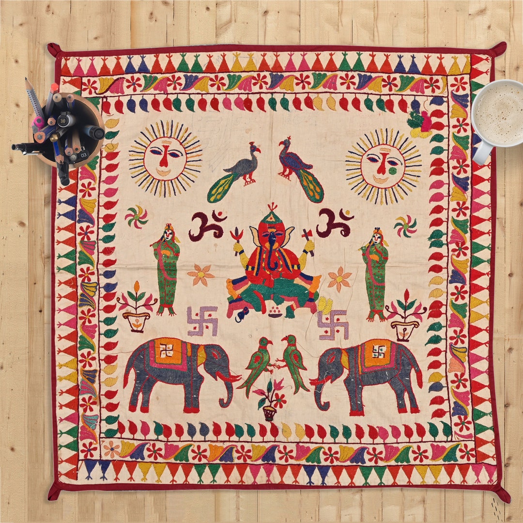 Gujarati Textile Embroidery Indian Boho Banjara Silk Handmade - Etsy