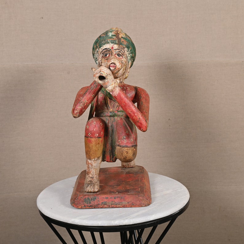 Indian Wooden Statue Home Decor Gift Item Man Figurines Hand Carved ...