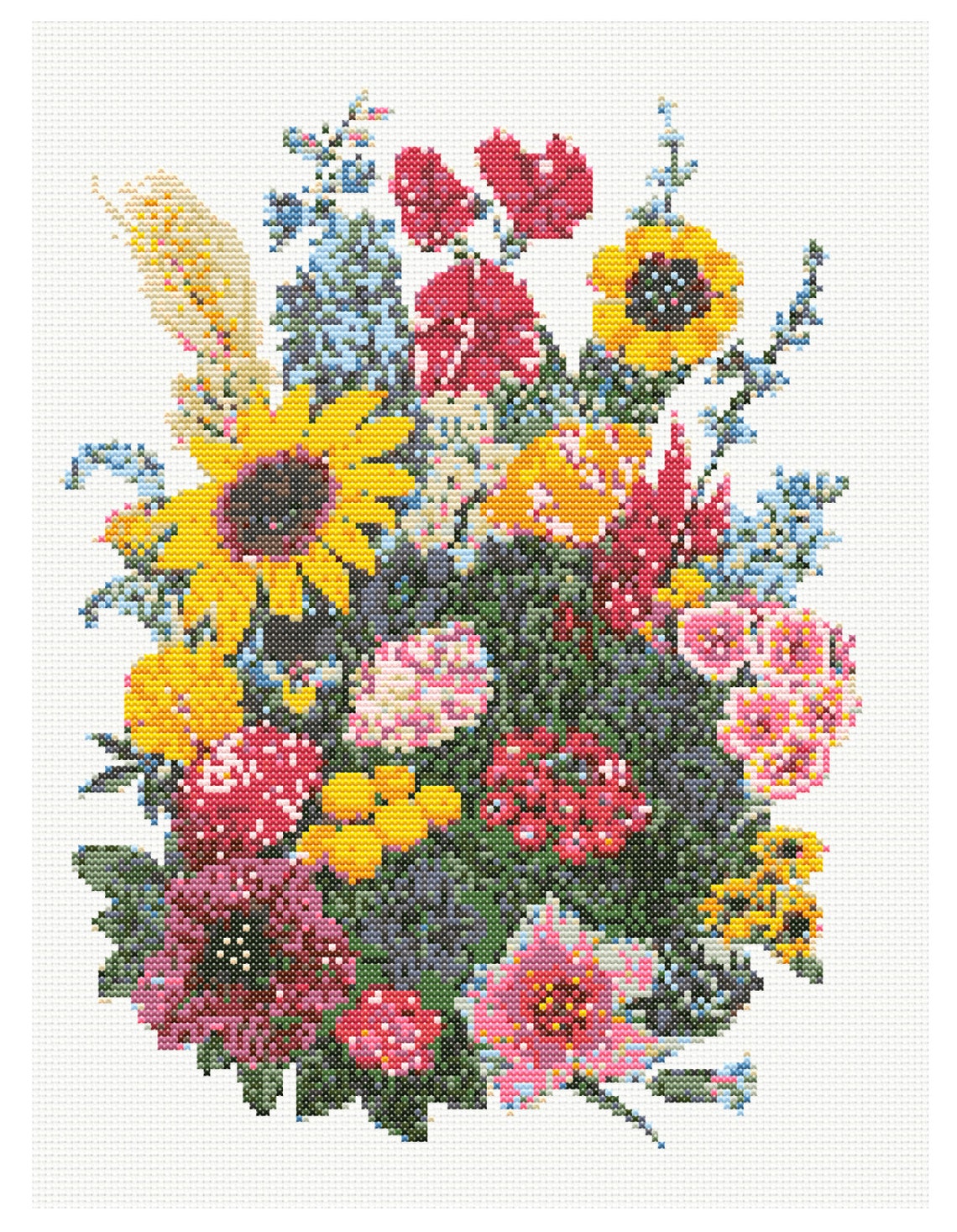 Realistic Bouquet of Wild Flowers Easy Instant Download PDF Nature ...