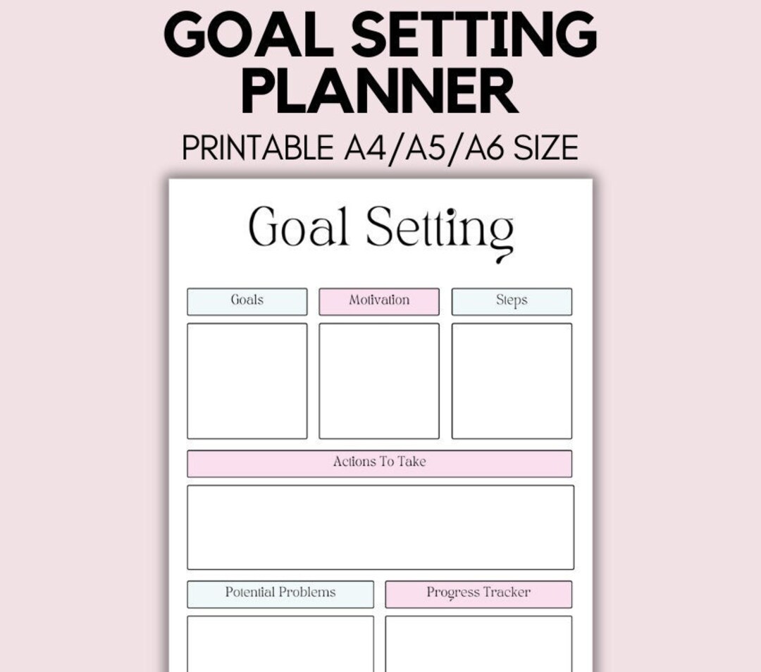 Goal Setting Worksheet for Planners Instant Download, Printable A4, A5 ...