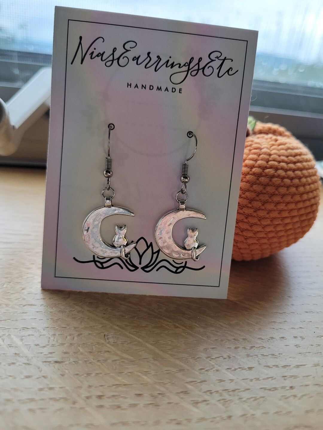 The Worst Witch Cackle's Academy Silver Cat Moon Charm Earrings - Etsy