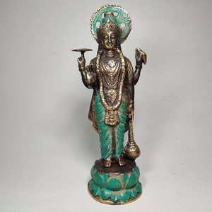 Bronze Vishnu God, Vishnu Four Arms Statue, Lord Vishnu, Bronze ...