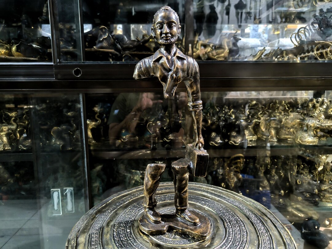 Abstract Bronze Statue, Businessman Figurine, Erased Man, Rare Item ...