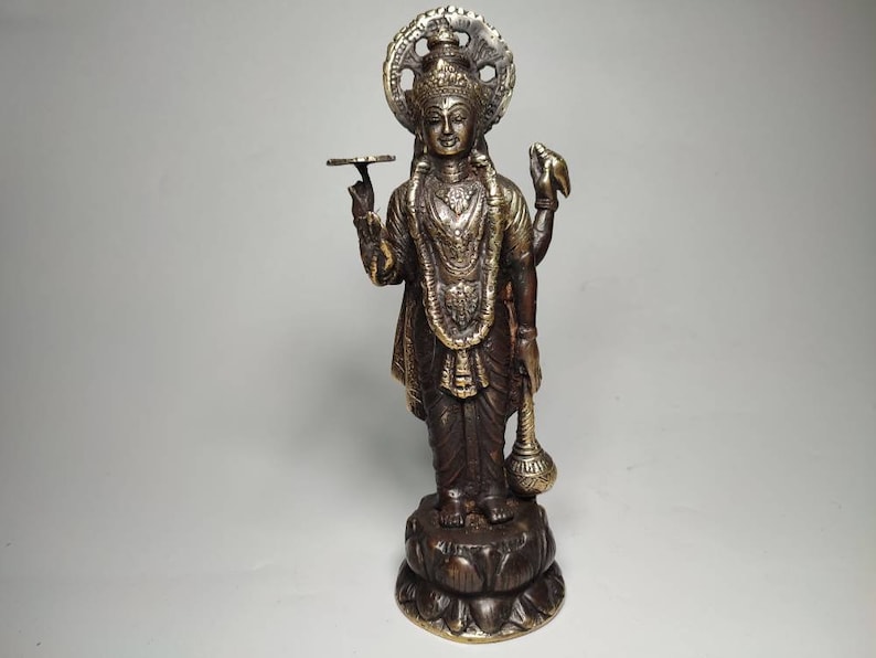 Bronze Vishnu God, Vishnu Four Arms Statue, Lord Vishnu, Bronze ...