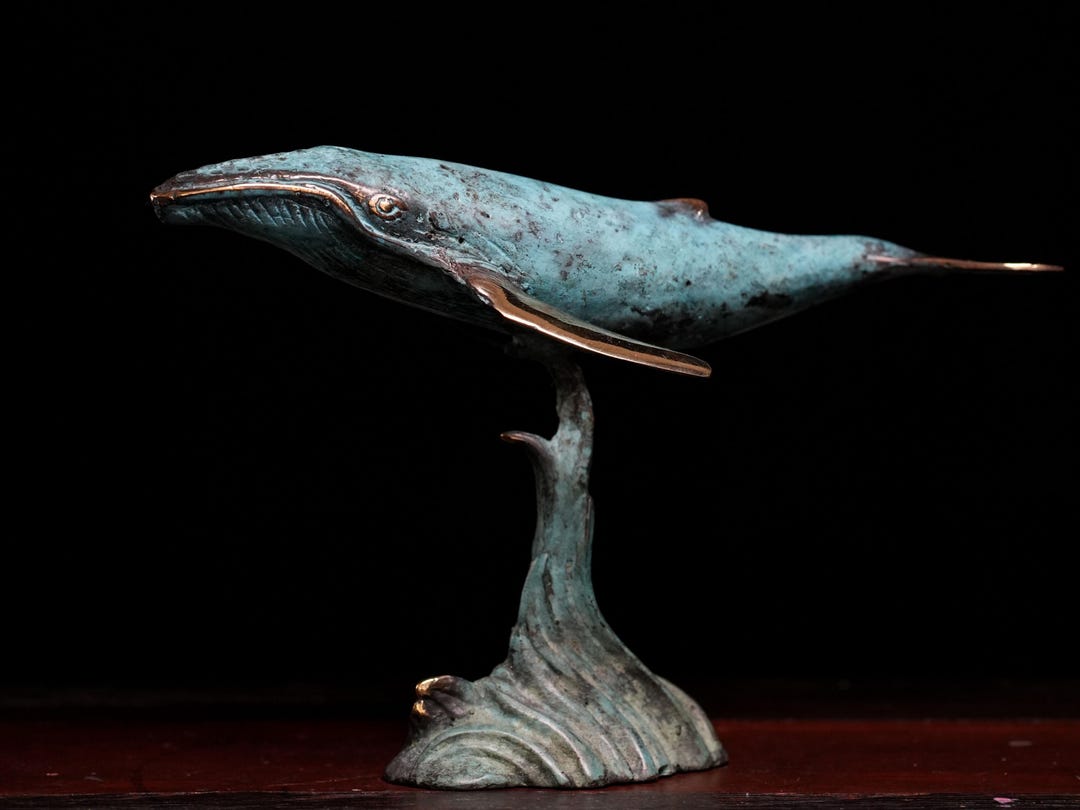 Bronze Whale Statue, Blue Whale, Baleen Whale Figurine, Sea Animal ...