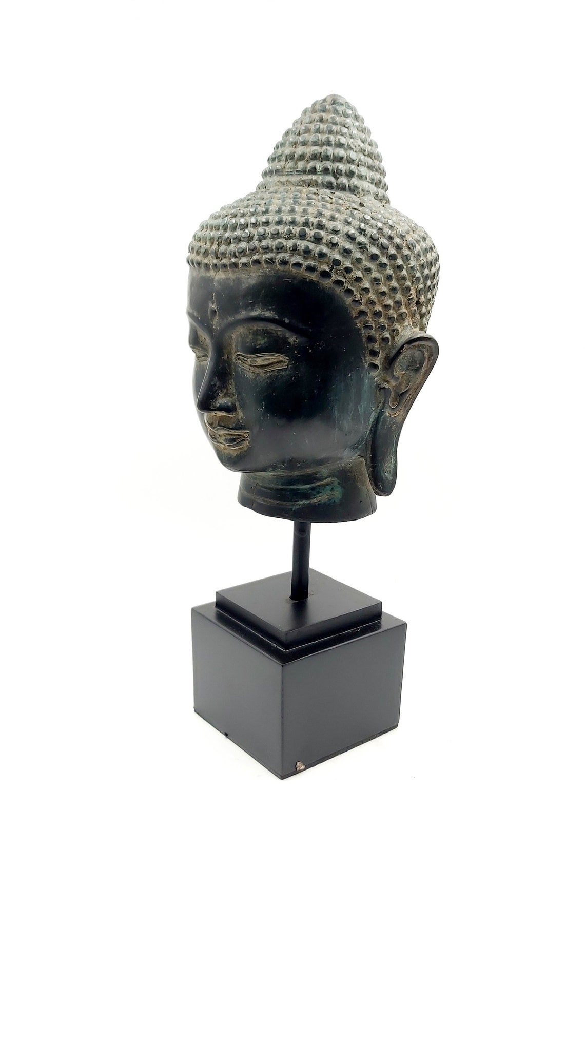 Bronze Buddha Head on Base Buddha Head Sculpture Buddha - Etsy