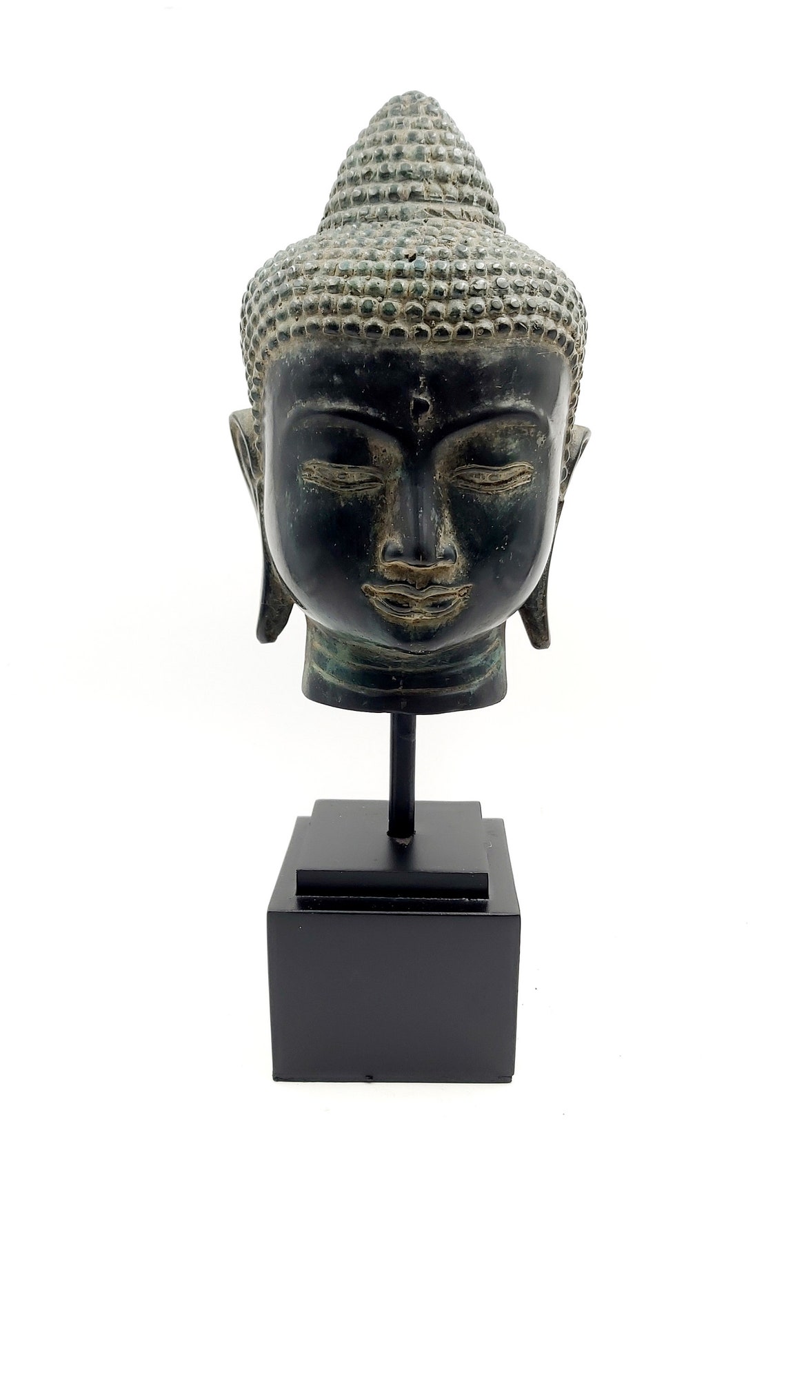 Bronze Buddha Head on Base Buddha Head Sculpture Buddha - Etsy