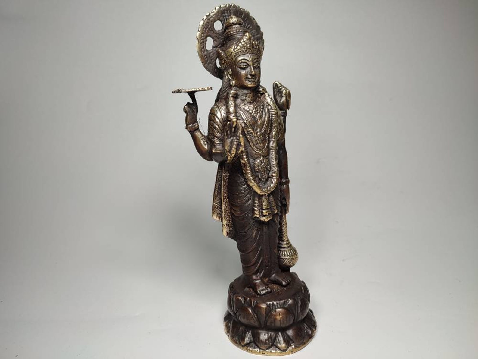 Bronze Vishnu God, Vishnu Four Arms Statue, Lord Vishnu, Bronze ...