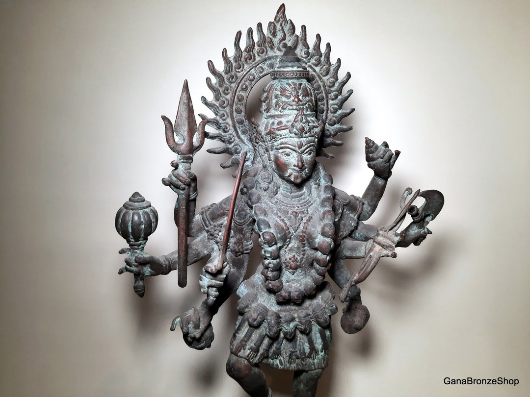 Bronze Mahakali Goddess, Mahakali Standing on Lion, Goddess of ...