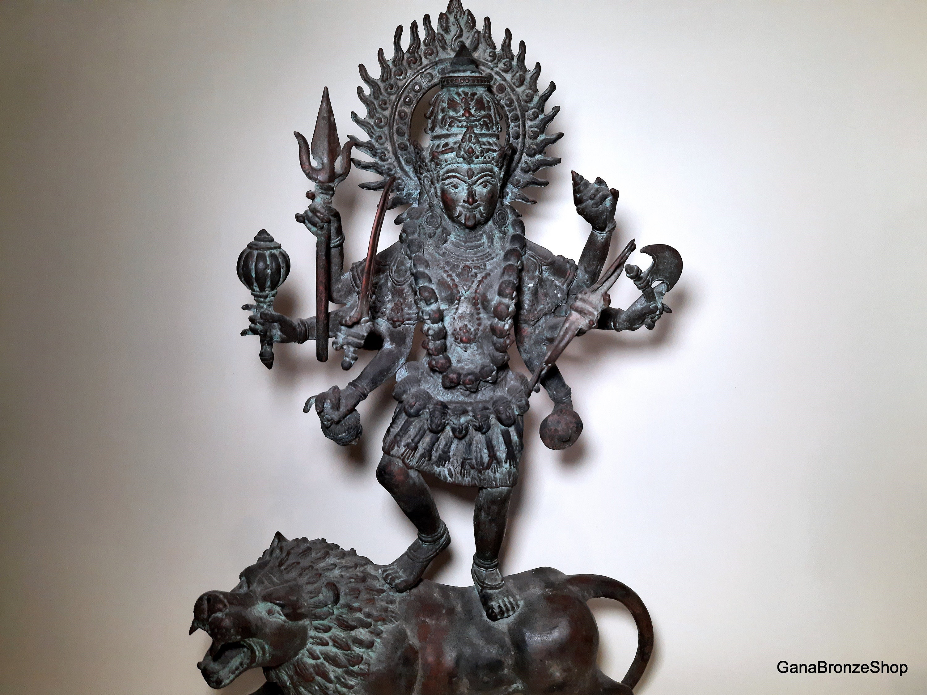 Bronze Mahakali Goddess Mahakali Standing on Lion Goddess of - Etsy