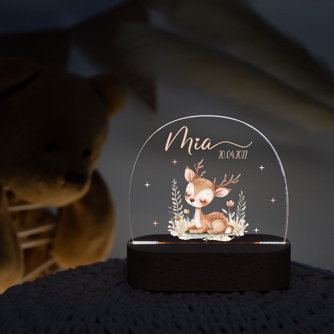 Veilleuse LED avec nom et date de naissance pour bébés et enfants ...