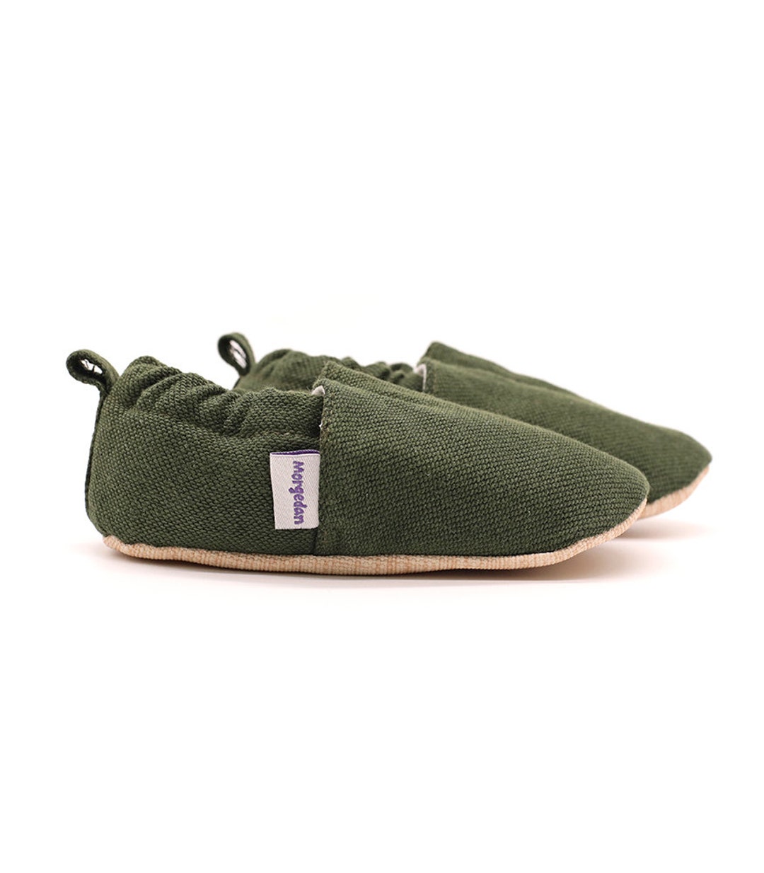 Matcha Green Denim Non-slip Baby Moccasins, Baby Cotton Shoes, 100% ...