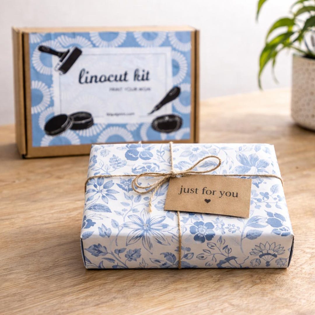 Beginners Linocut Printing Kit, Easy Carve Lino, Tools, Ink, Roller ...