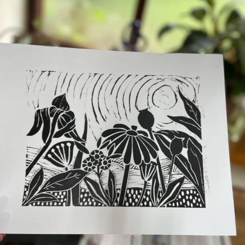 Linocut Print Sunset - Etsy UK