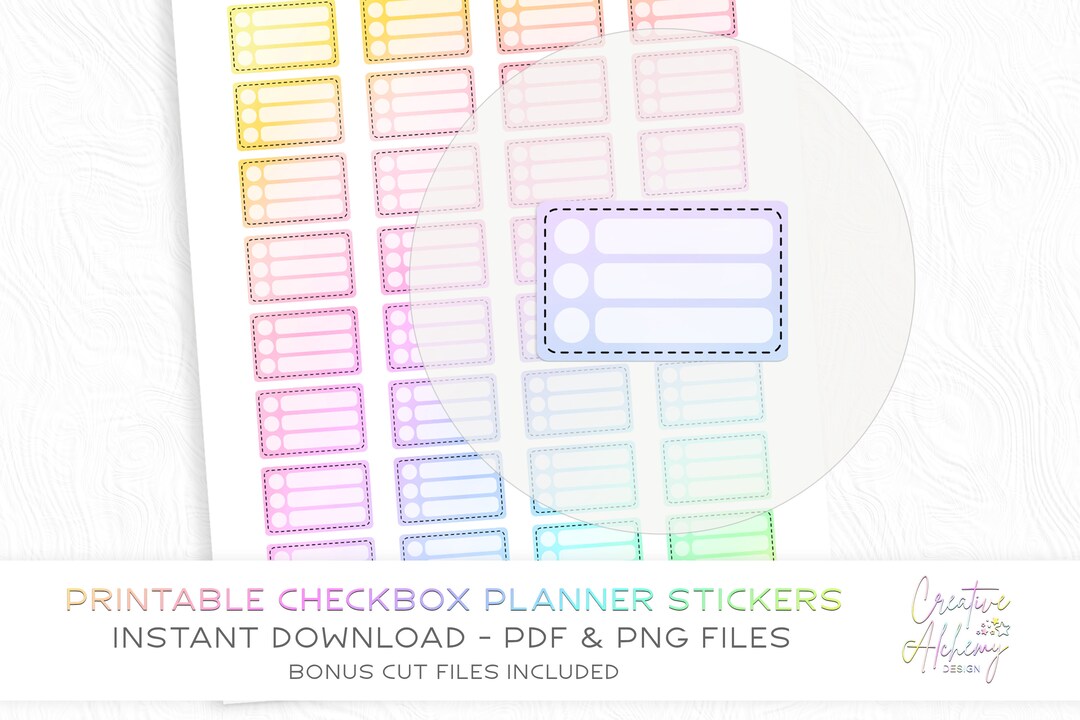 Pastel Check Box Planner Stickers Pastel Half Box Printable Planner ...