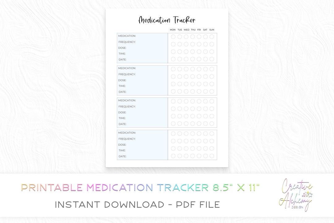 Medication Tracker Printable Medication Tracker PDF 8.5 X 11 Medicine ...