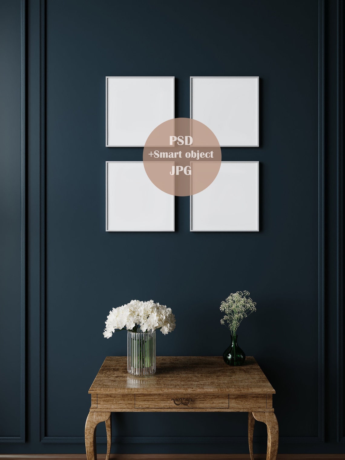 Square Frames Set Four Frames Dark Walls Interior Scene - Etsy