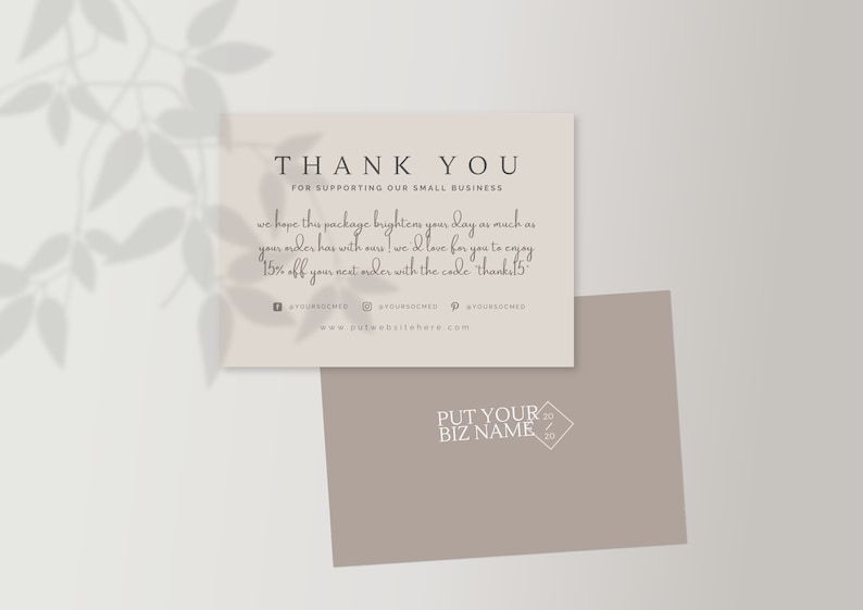 Editable Luxury Elegant Business Thank You Card Template Editable ...