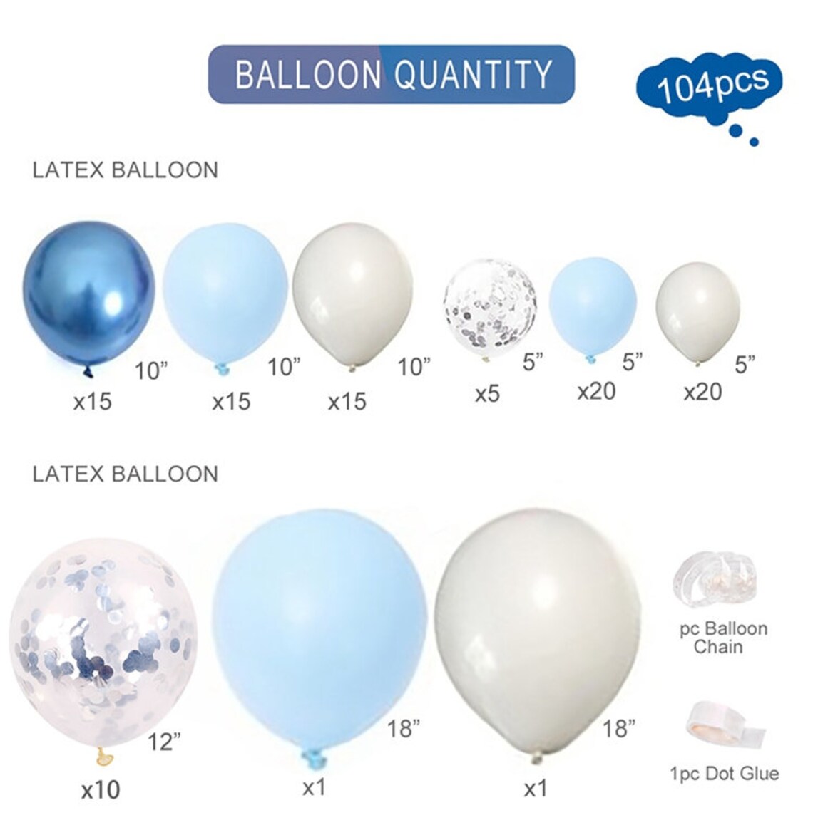 Baby Blue Balloon Garland Party Decor/ Birthday Party Balloons/ Blue ...