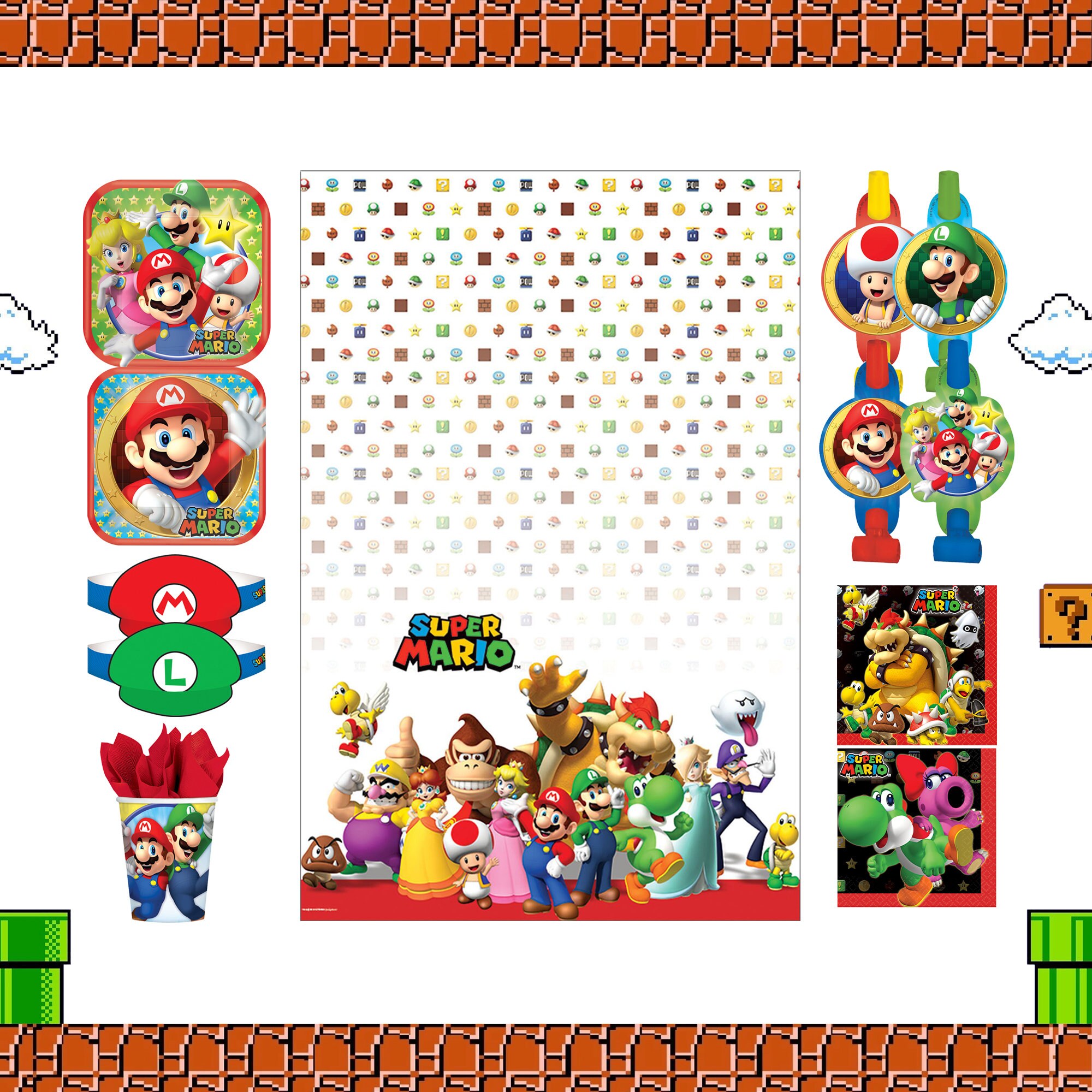 Super Mario Bros Children's Deluxe Birthday Party Kit/ Birthday Party ...