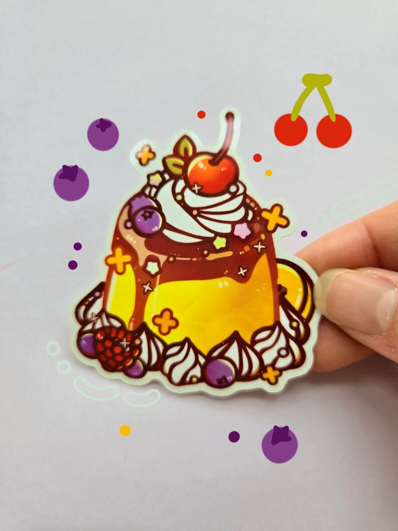 Flan Pudding Dessert Sticker, Die-cut Vinyl Cute Fruit Sticker - Etsy