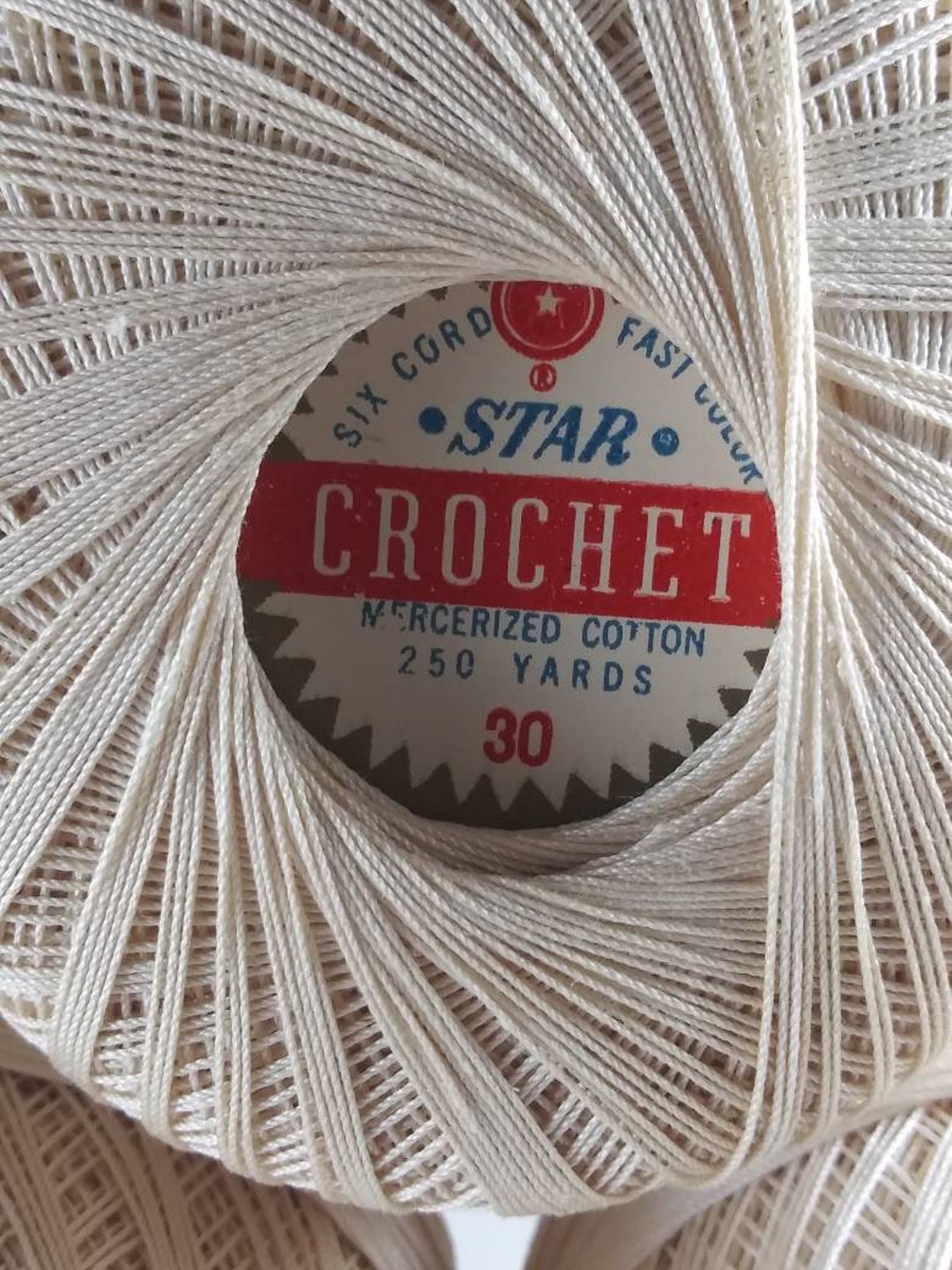 Vintage Star Mercerized Cotton Crochet Thread #30 Six Cord Five Spools ...