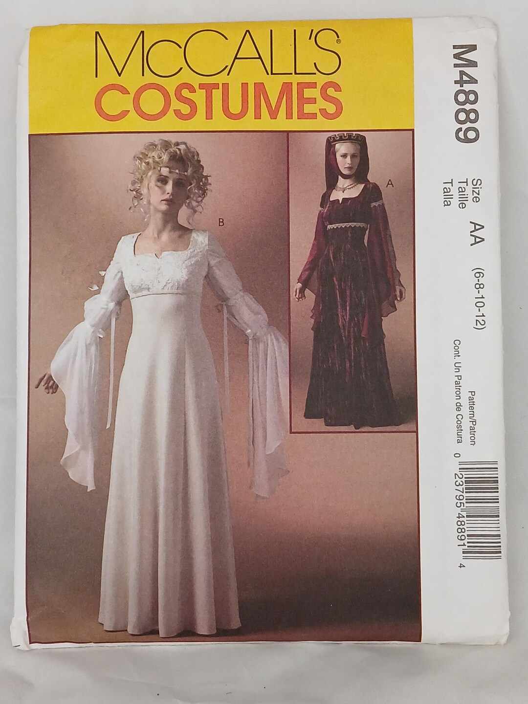 Renaissance Medieval Costume Dress Sizes 6-12 Mccall's M4889 Sewing ...