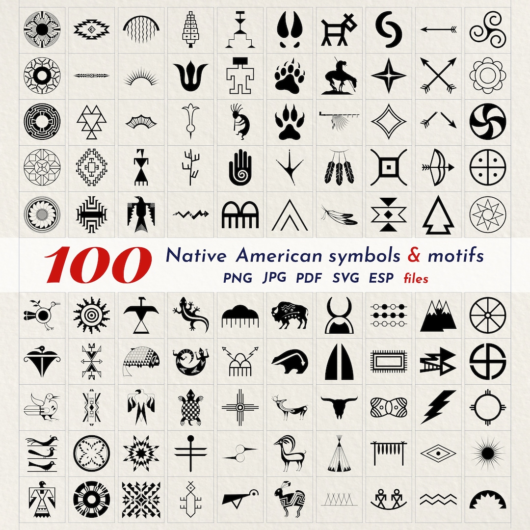 Native American 100 Symbols Bundle Png , Jpg , Pdf , Svg , Eps Files ...