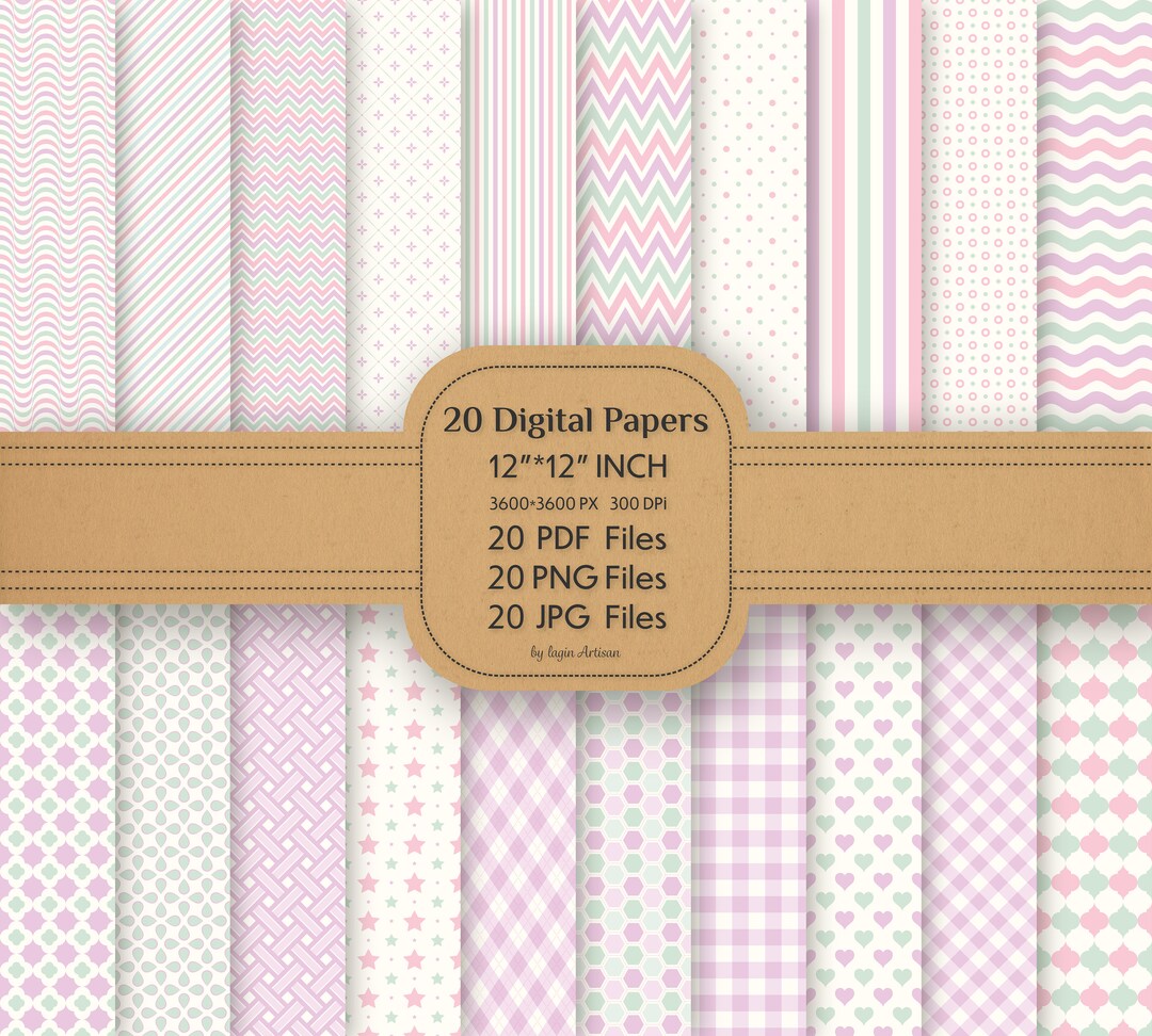 20 Baby Girl Seamless Digital Paper, Printable Scrapbook Paper 12"*12 ...