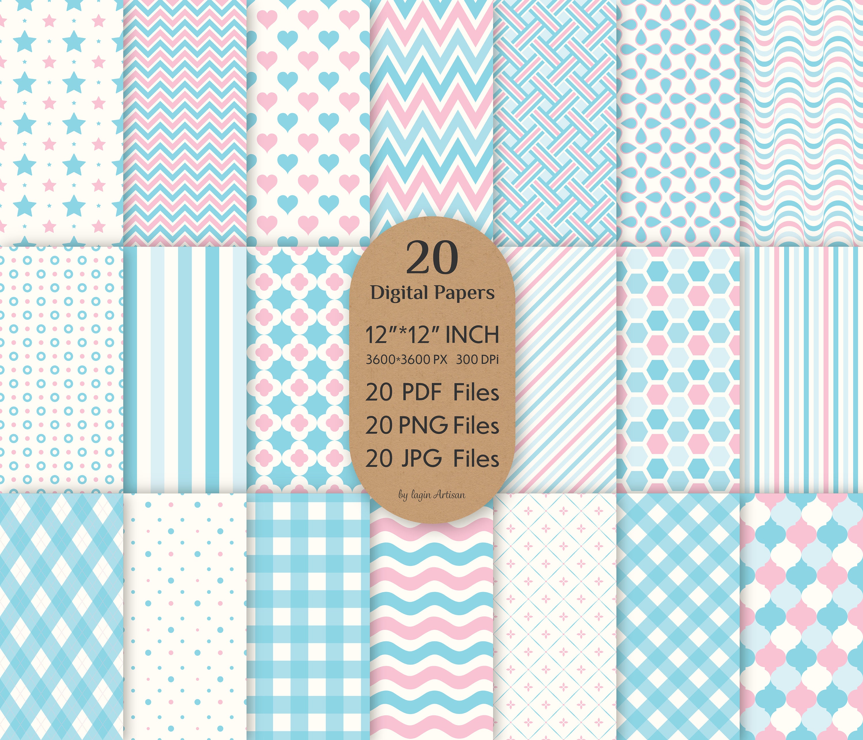 20 Seamless Digital Paper, Printable Scrapbook Paper 12"*12" Inch ...