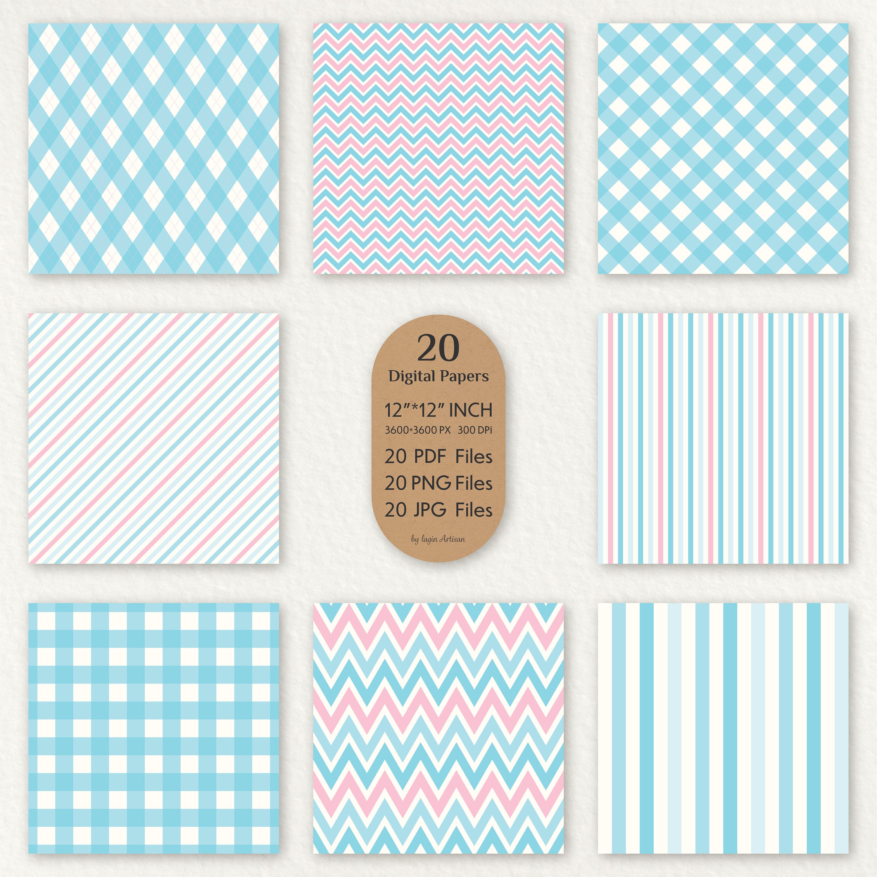 20 Seamless Digital Paper, Printable Scrapbook Paper 12"*12" Inch ...