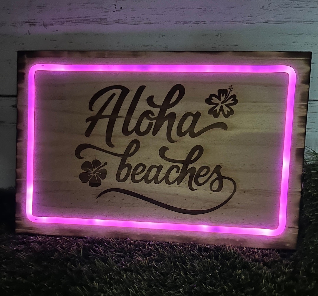 Letrero iluminado de las playas de Aloha - Etsy España