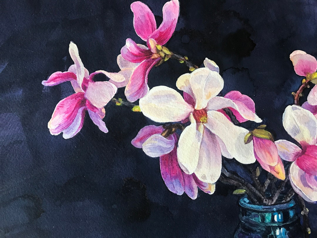 Original Magnolia Painting, Magnolia Watercolor Painting, Flower Art ...